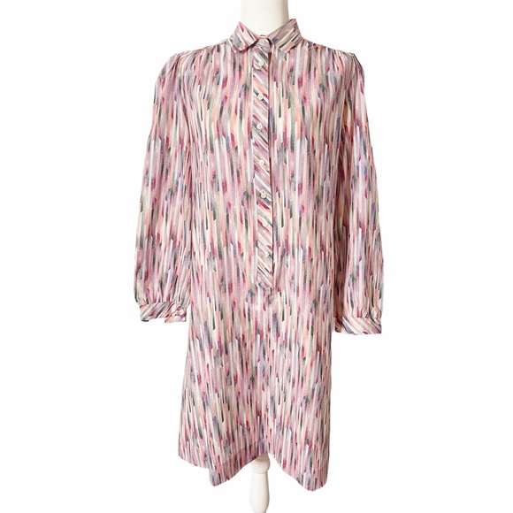 Vintage | Dresses | Vintage Abstract Print Button Front Collared Dress ...